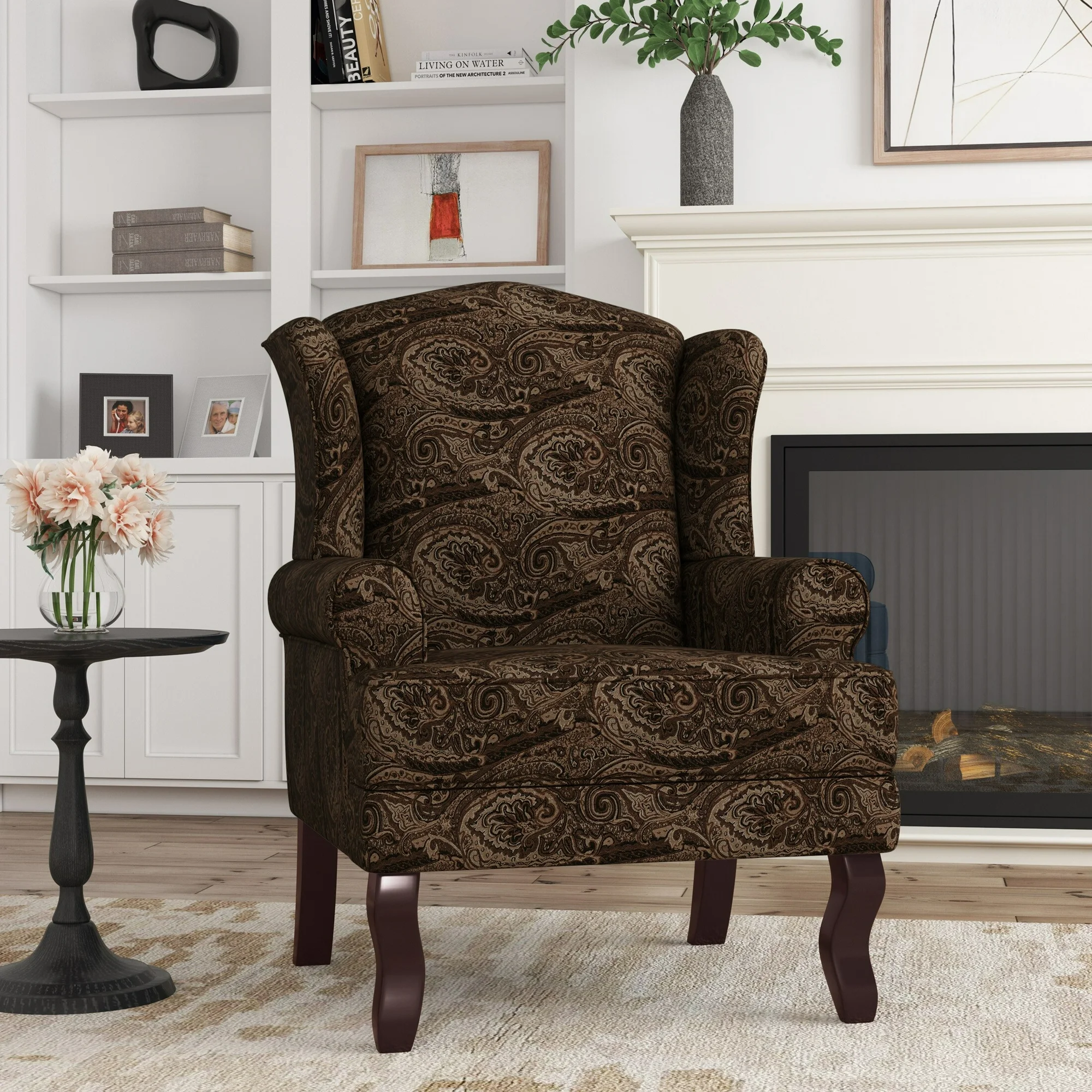 UIXE Wingback Accent Chair, Armchair for Living Room, Traditional Sofa ...