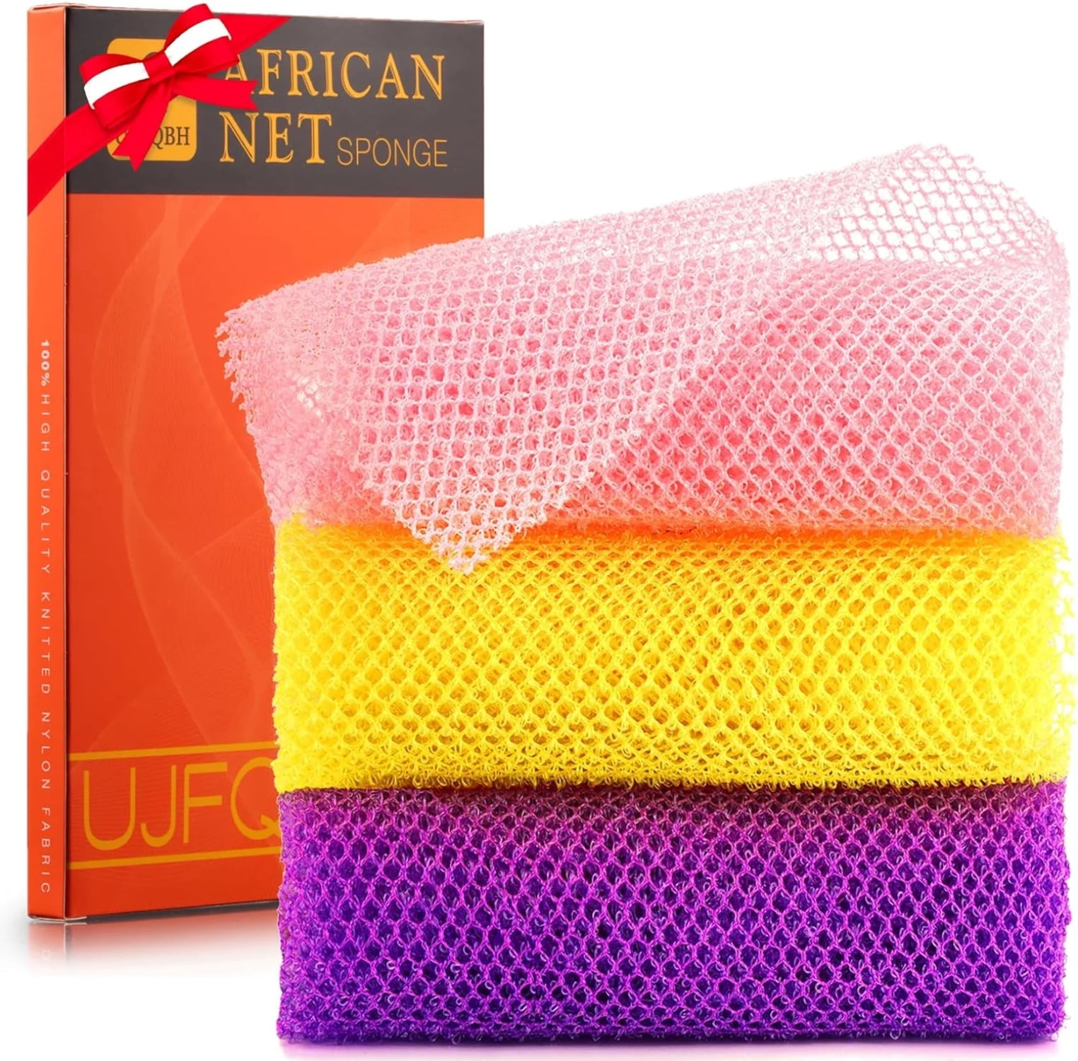UJFQBH 3 Pieces African Bath Sponge African Net Long Net Bath Sponge ...