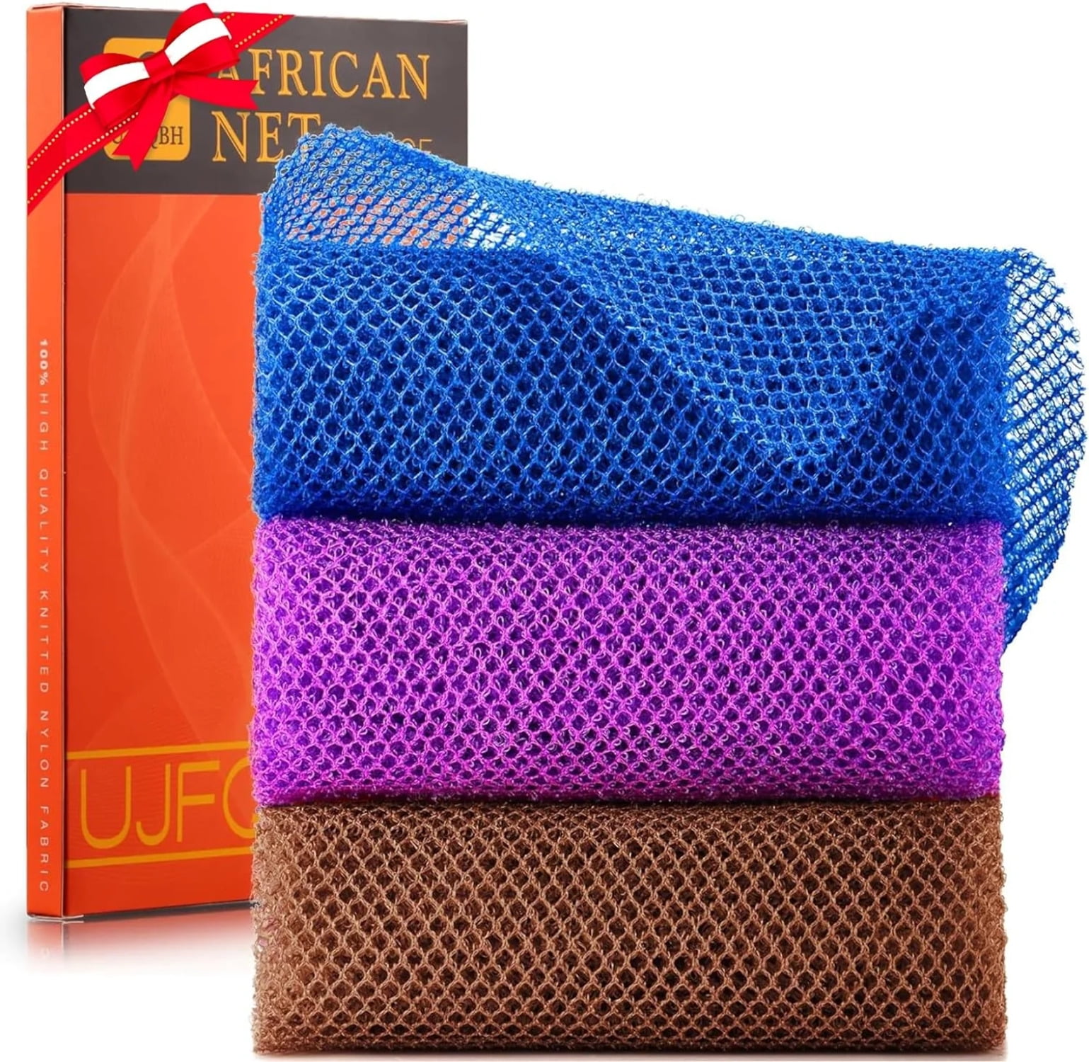UJFQBH 3 Pieces African Bath Sponge African Net Long Net Bath Sponge ...