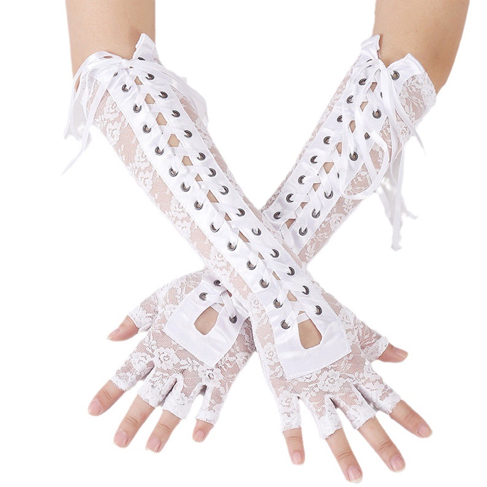 UJNDER Fingerless Steam Punk Witch Long Elbow Arm Warmers Lace Sleeves ...