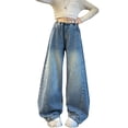 UJNDER Girls Pants Beaded Button Wide Leg Large Sized Style Jeans Floor ...