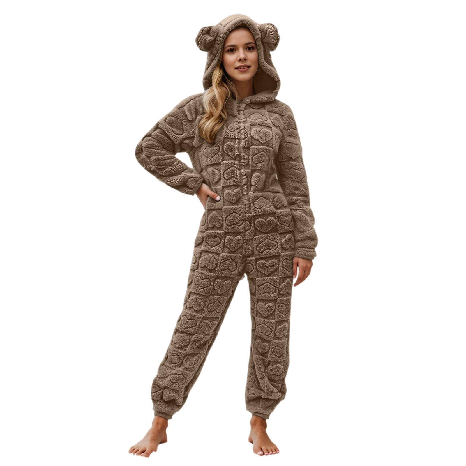 UJNDER Soft Hooded Pajamas Long Sleeve Full Jumpsuit for Cozy Winter ...