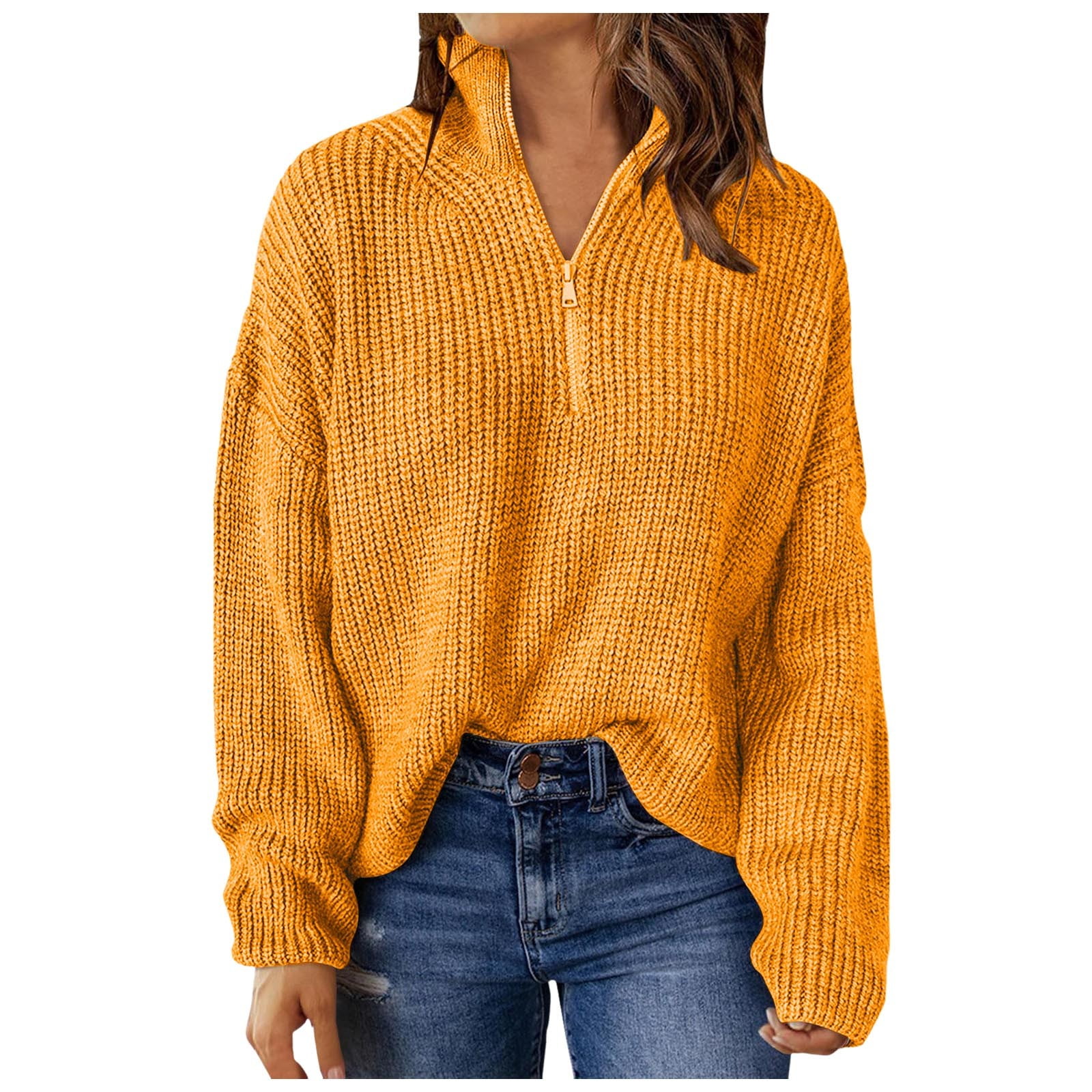 UJNDER Sweaters for Women Knit Long Sleeve Quarter Zip Pullover ...