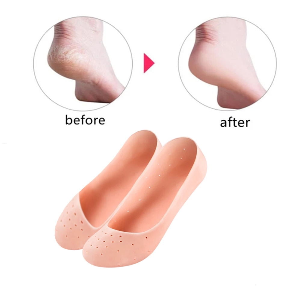 UJNDER Women's Silicone Gel Foot Covers for Dry Heels No Show Socks for ...