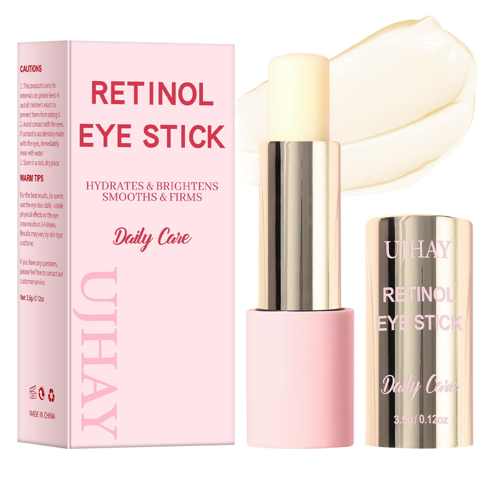 UJhay Retinol Eye Stick, TMA2 Anti-Aging Eye Cream for Wrinkles, Dark ...