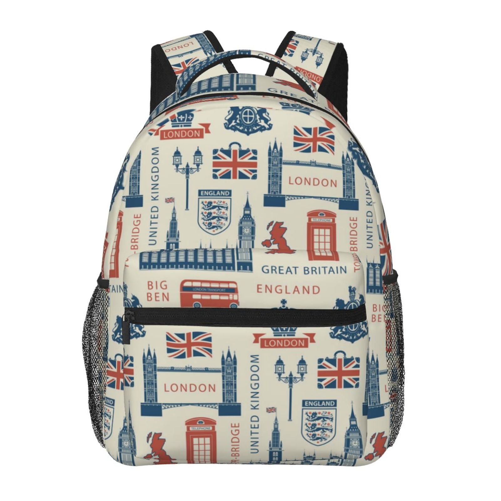 UK London British England Backpack Casual College Bag Zipper Laptop ...