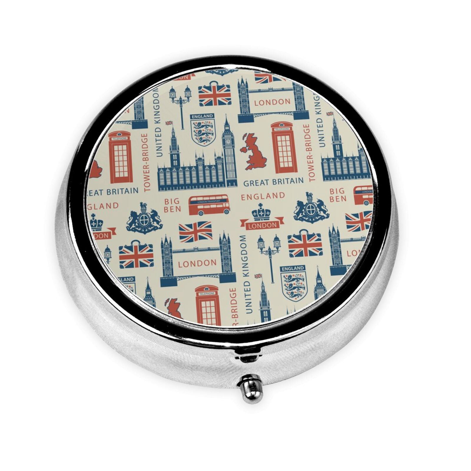 UK London British England Mini Round Pill Box Portable Small Pill Case ...