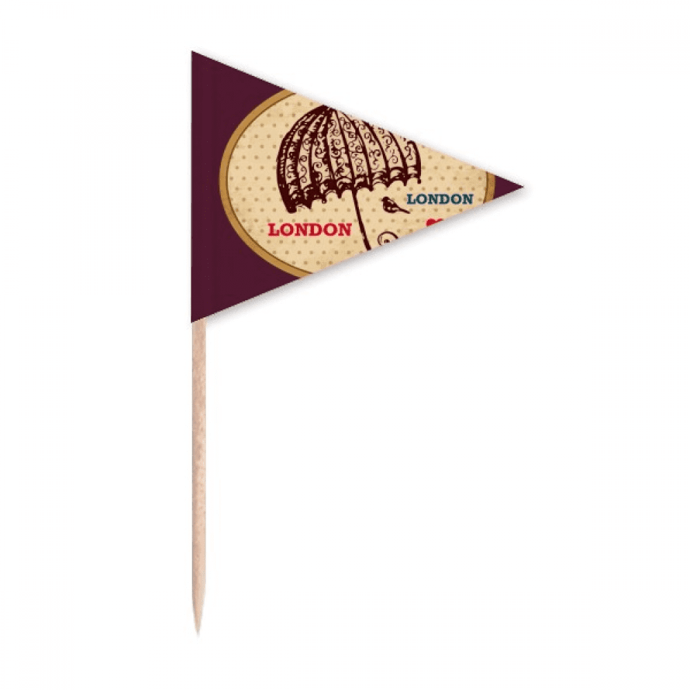 UK London Umbrella Stamp British Toothpick Triangle Cupcake Toppers ...