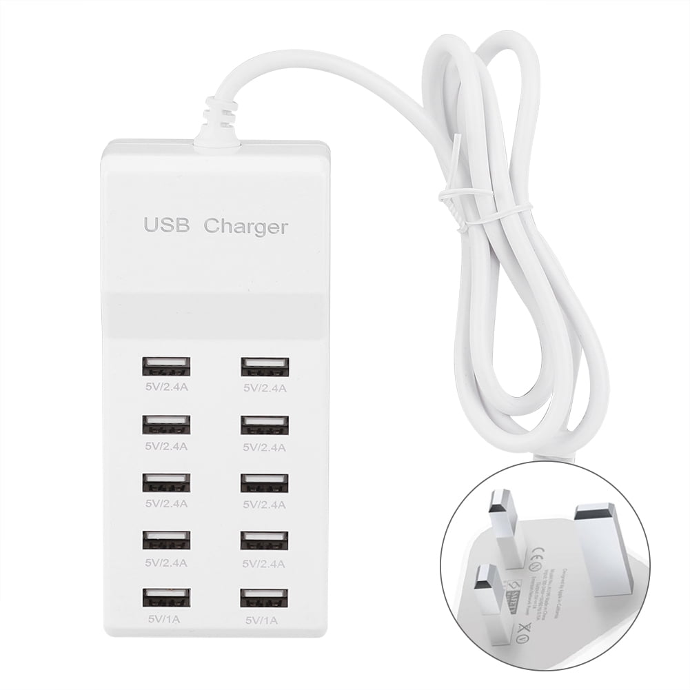 UK Plug, 100-240V, Speed-Charge 10 Devices Simultaneously Universal 5V ...