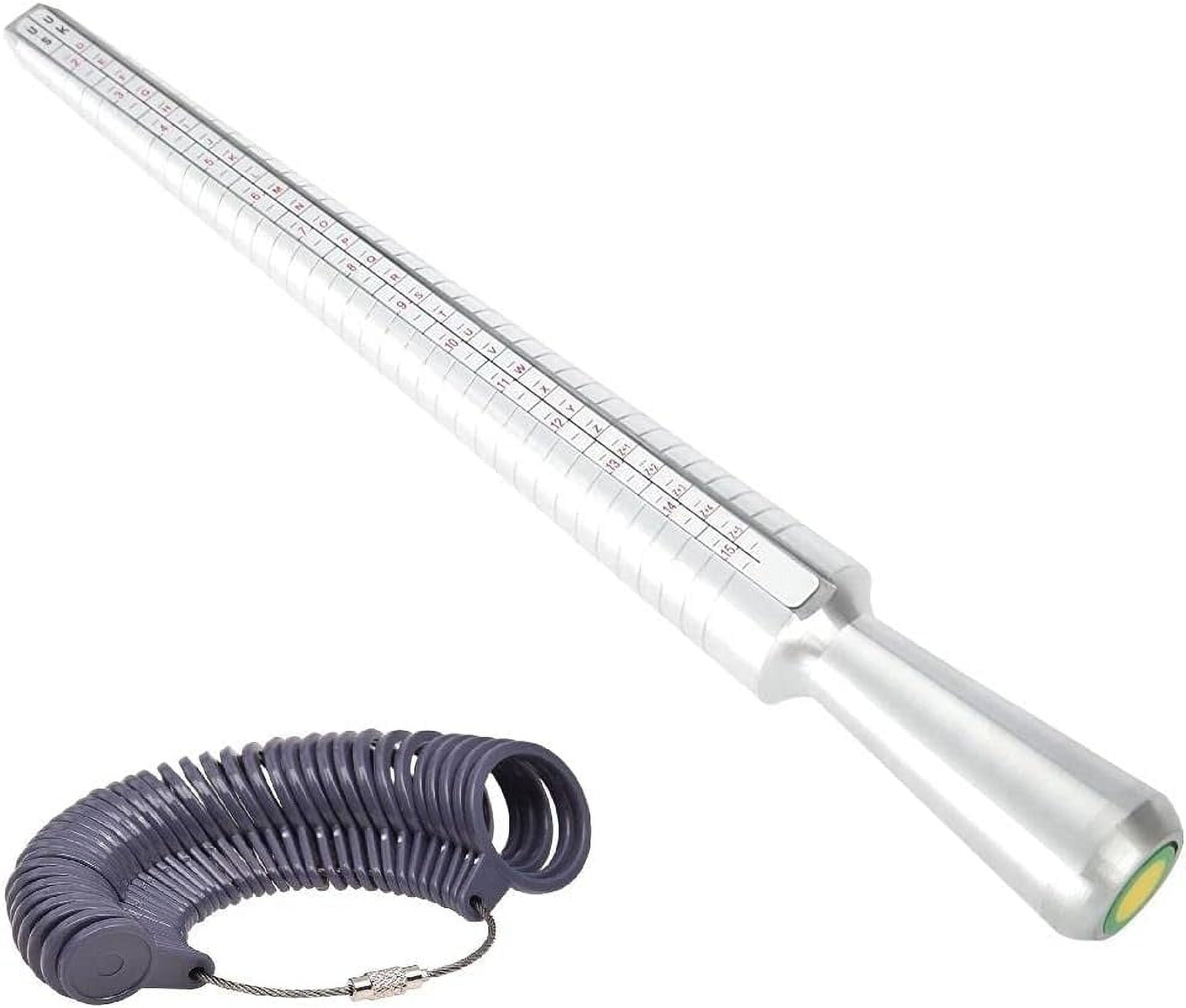 UK Sizes Metal and Plastic Ring & 26Pc Finger Sizer Stick Mandrel ...