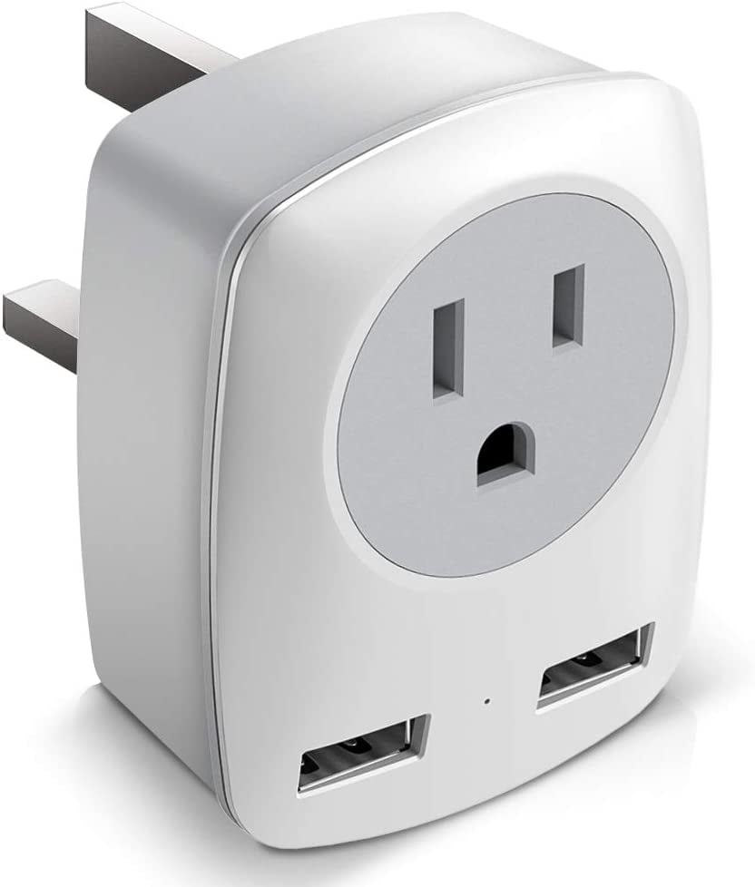 UK Travel Adapter, US to UK/Ireland/Hong Kong Plug Adapter with 2 USB ...