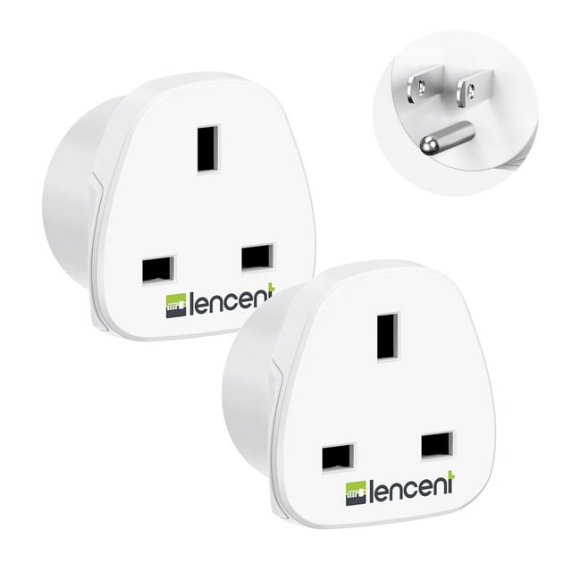 LENCENT 2 PACK UK to US Plug Adapter, Grounded Travel Converter for ...