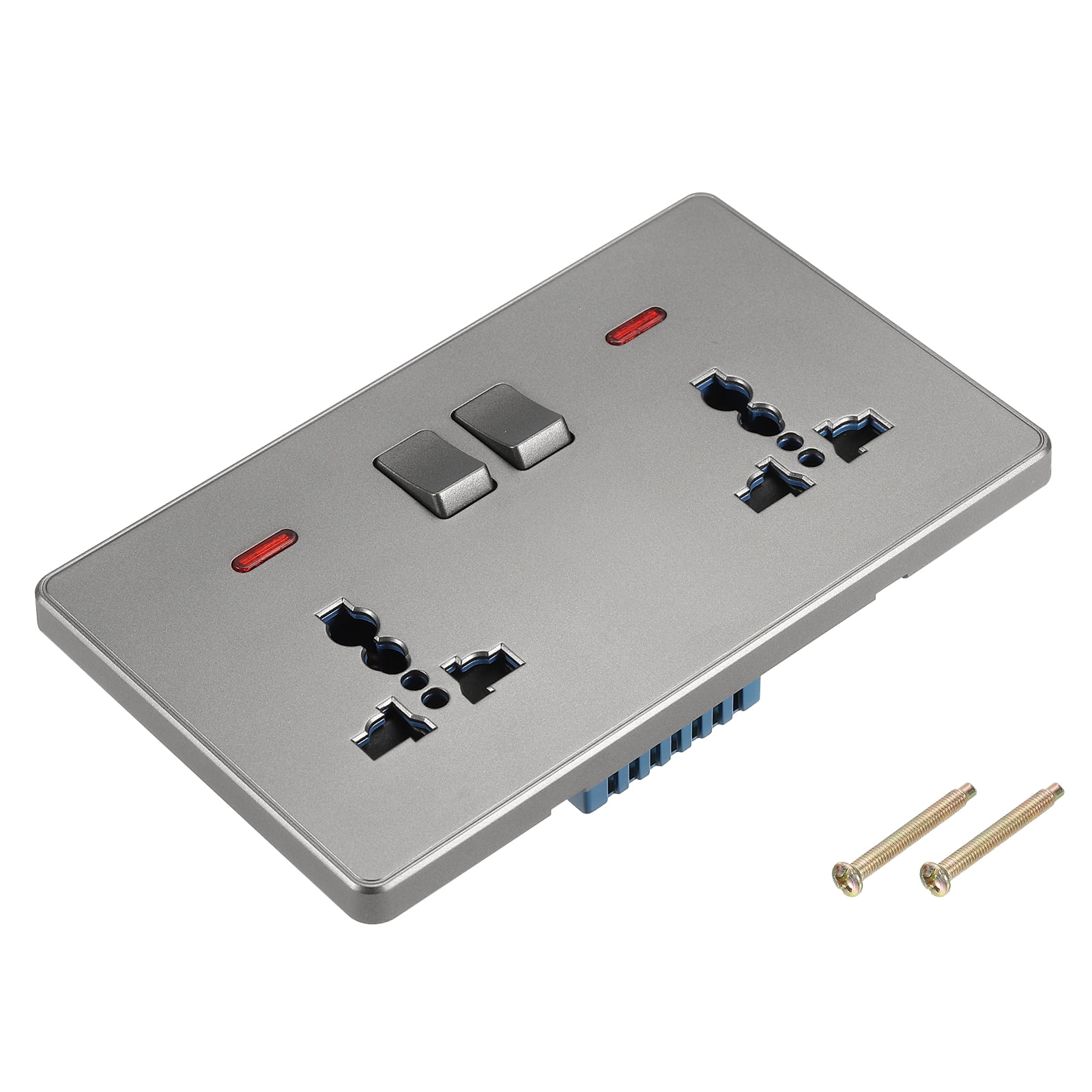 UK US Socket Double Multi Power Outlet Switch Grey 250V 13A 146mmx88mm ...