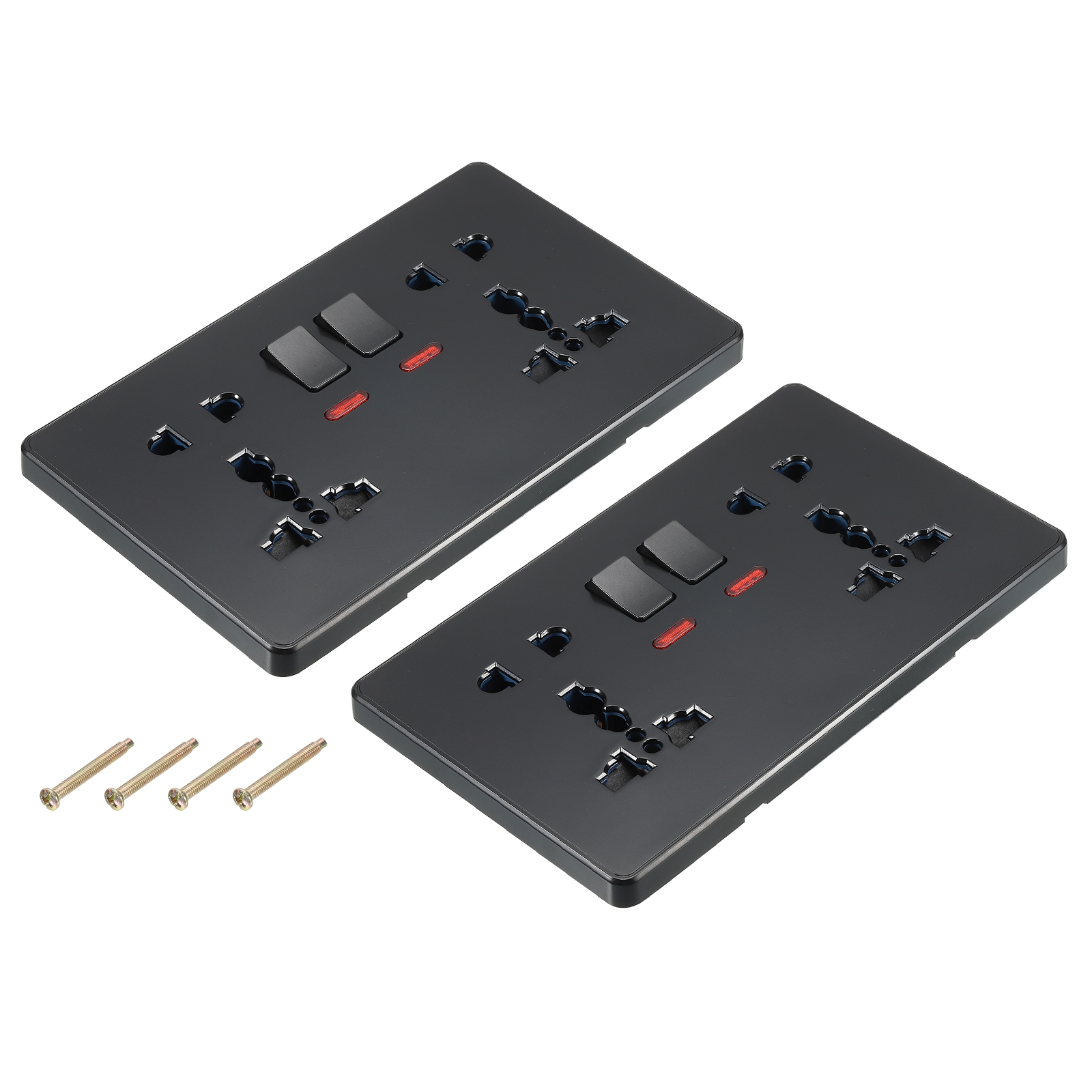 UK US Socket Double Multi Switched Power Outlet Black 250V 13A ...