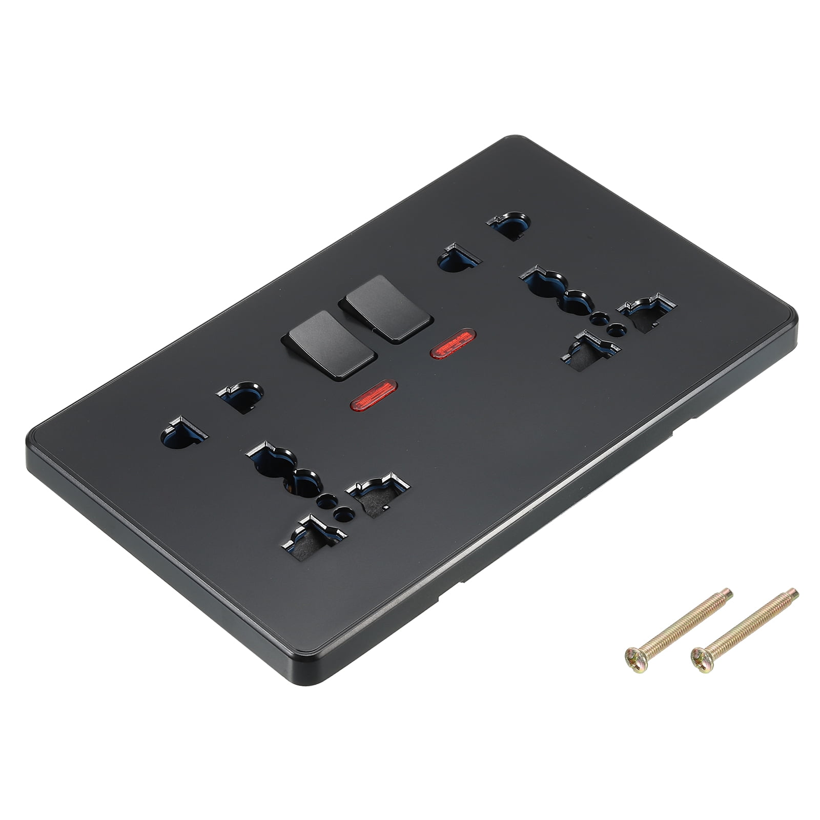 UK US Socket Double Multi Switched Power Outlet Black 250V 13A ...