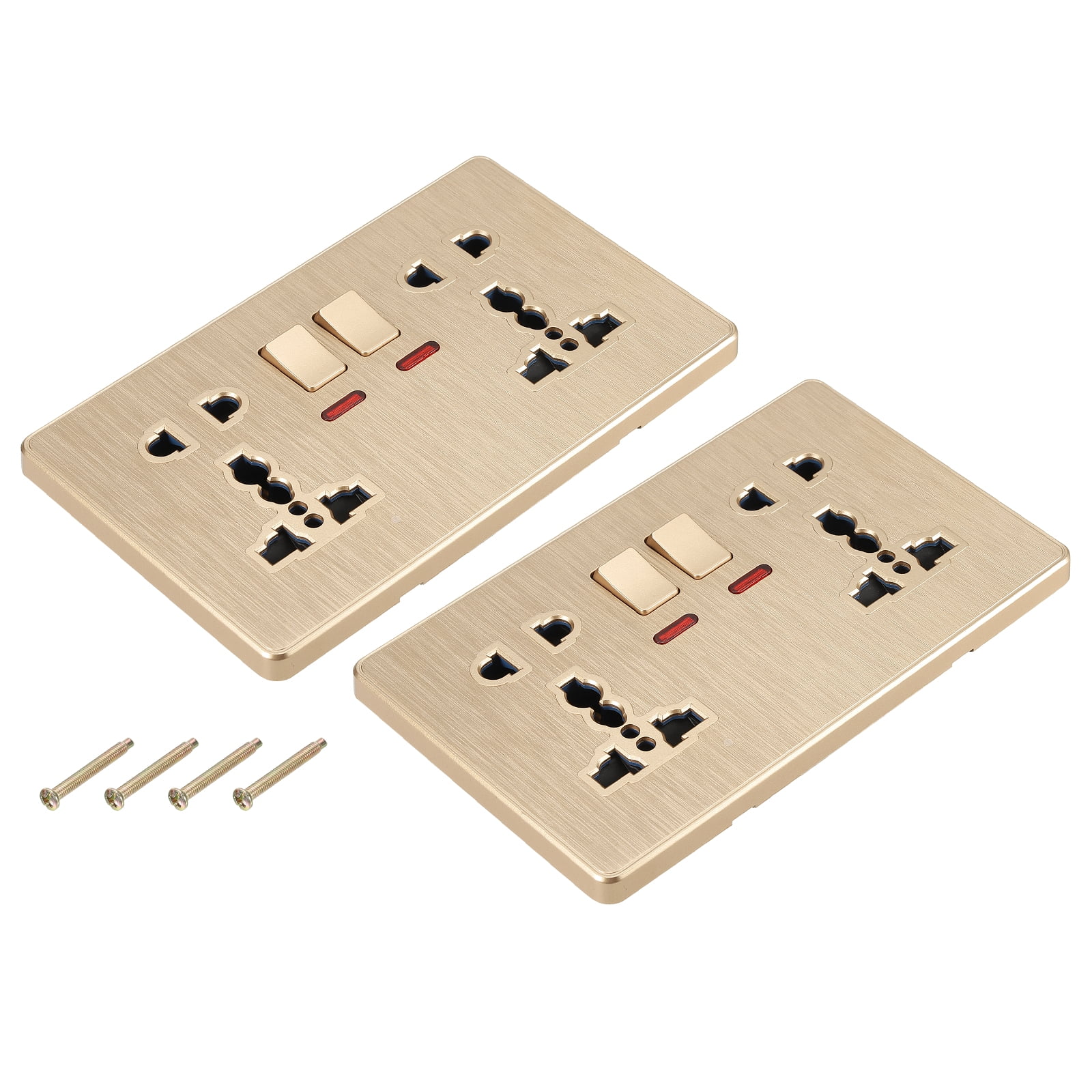 UK US Socket Double Multi Switched Power Outlet Gold Tone 146mmx88mm 2 ...