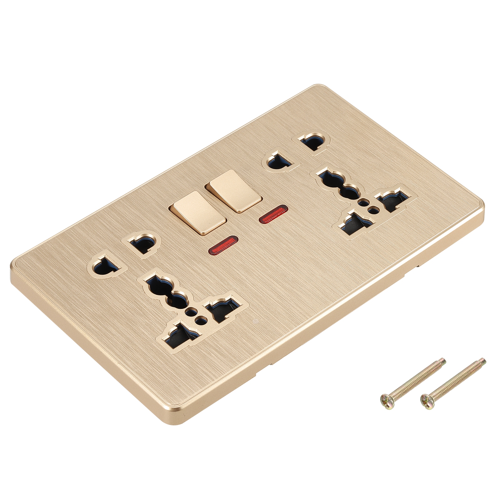 UK US Socket Double Multi Switched Power Outlet Gold Tone 250V 13A ...