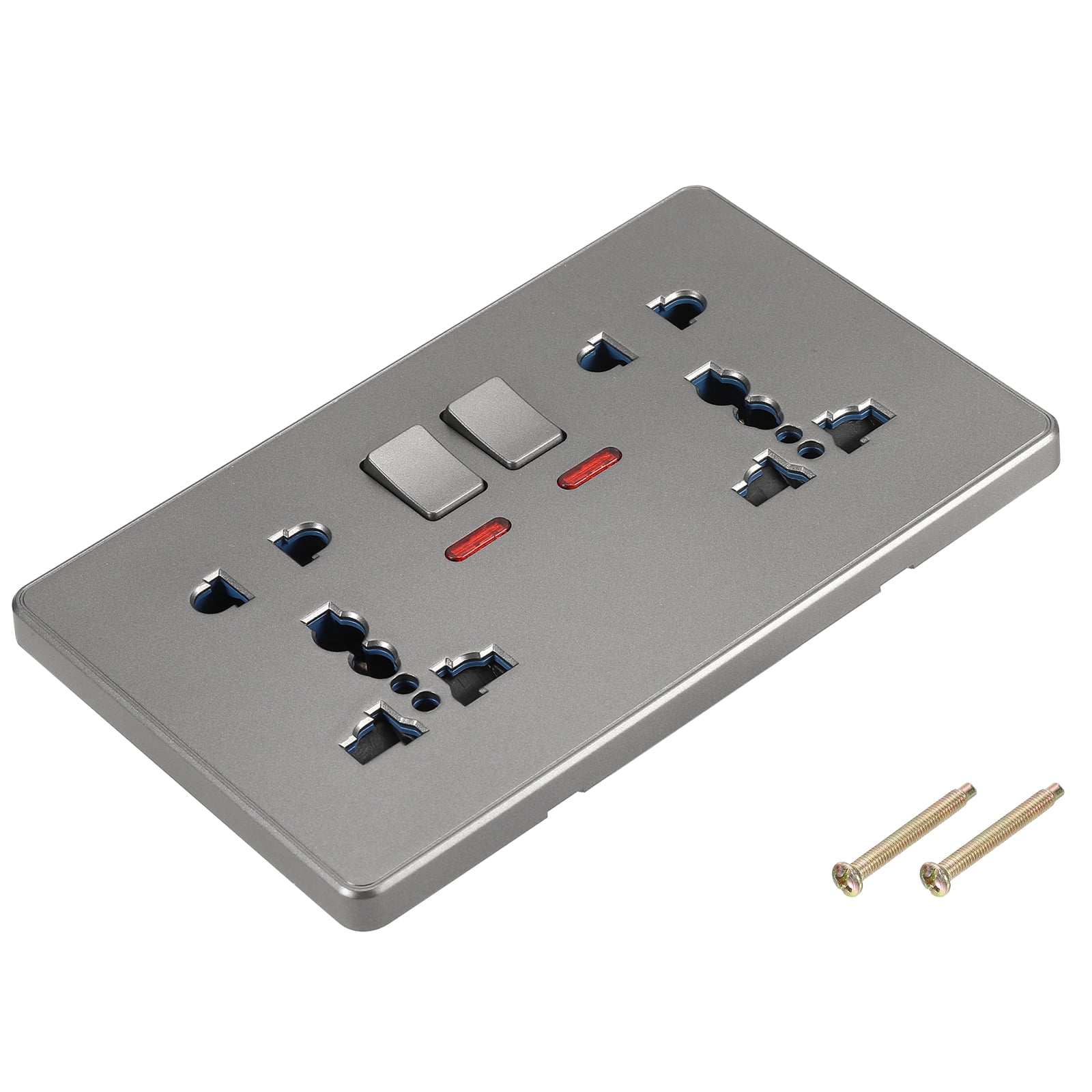 UK US Socket Double Multi Switched Power Outlet Grey 250V 13A ...