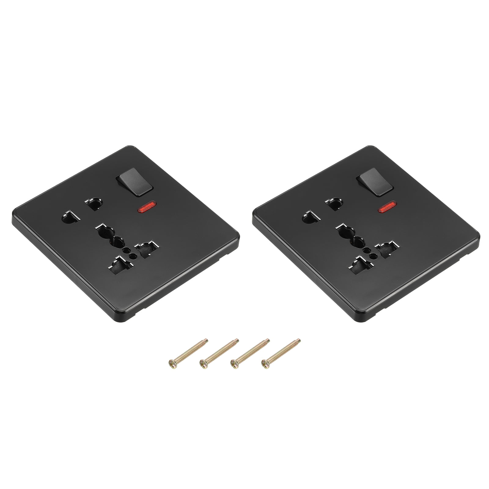 UK US Socket Switched Multi Power Outlet Black 250V 13A 88mmx86mm Pack ...
