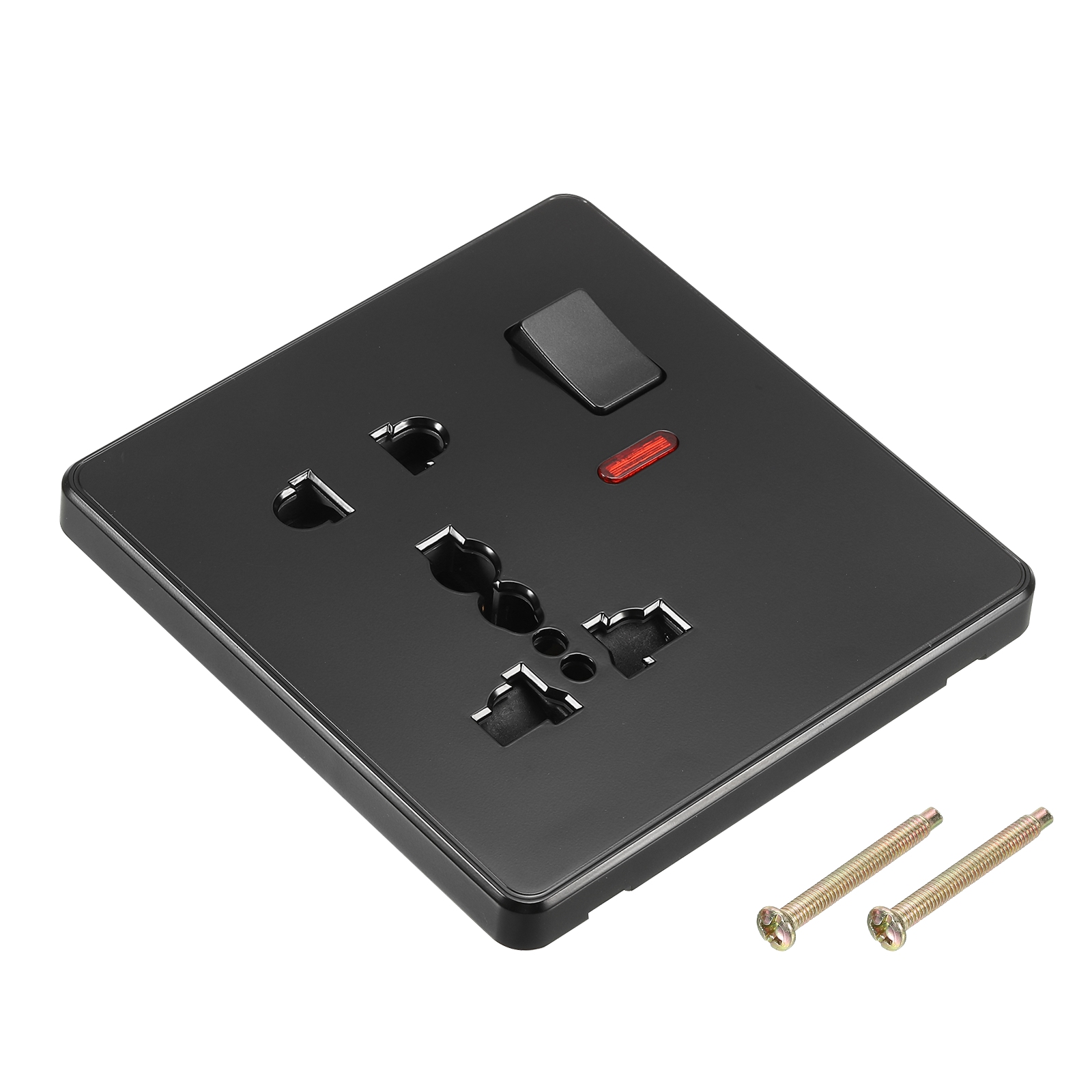 UK US Socket Switched Multi Power Outlet Black 250V 13A 88mmx86mm ...