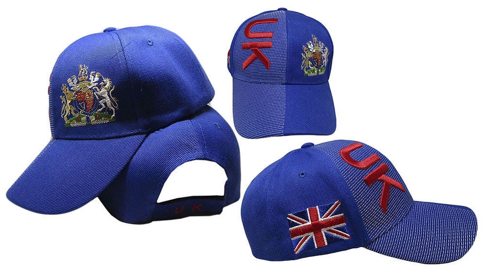 UK United Kingdom Country Letters Emblem Royal Blue 3-D Embroidered Cap ...
