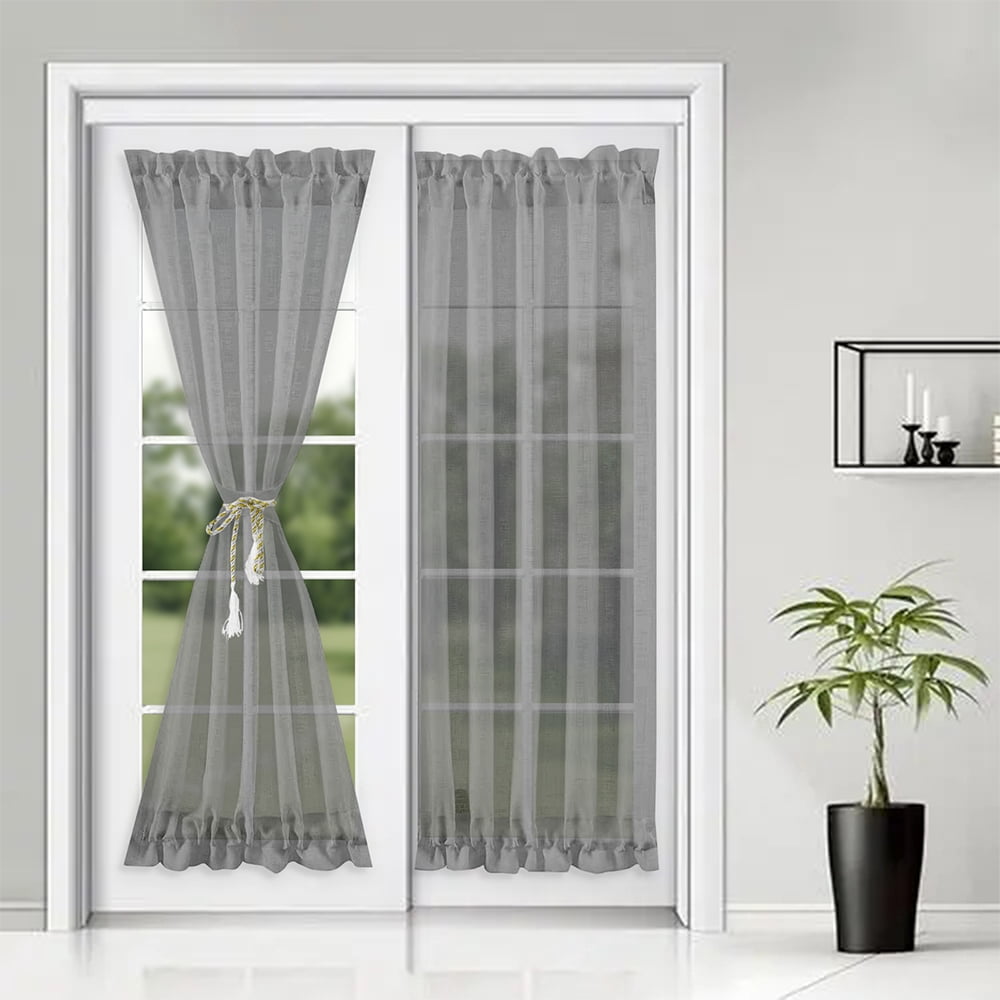 UKAP Semi Voile French Door Curtain, Rod Pocket, Tieback, Kitchen Patio ...