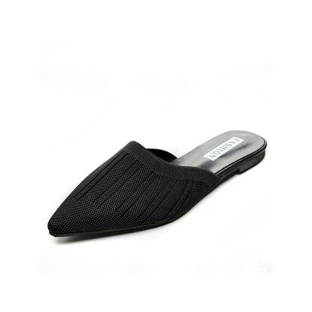 UKAP Women's Backless Flat Mules Shoes, Pointed Toe Ladies Slip-On ...