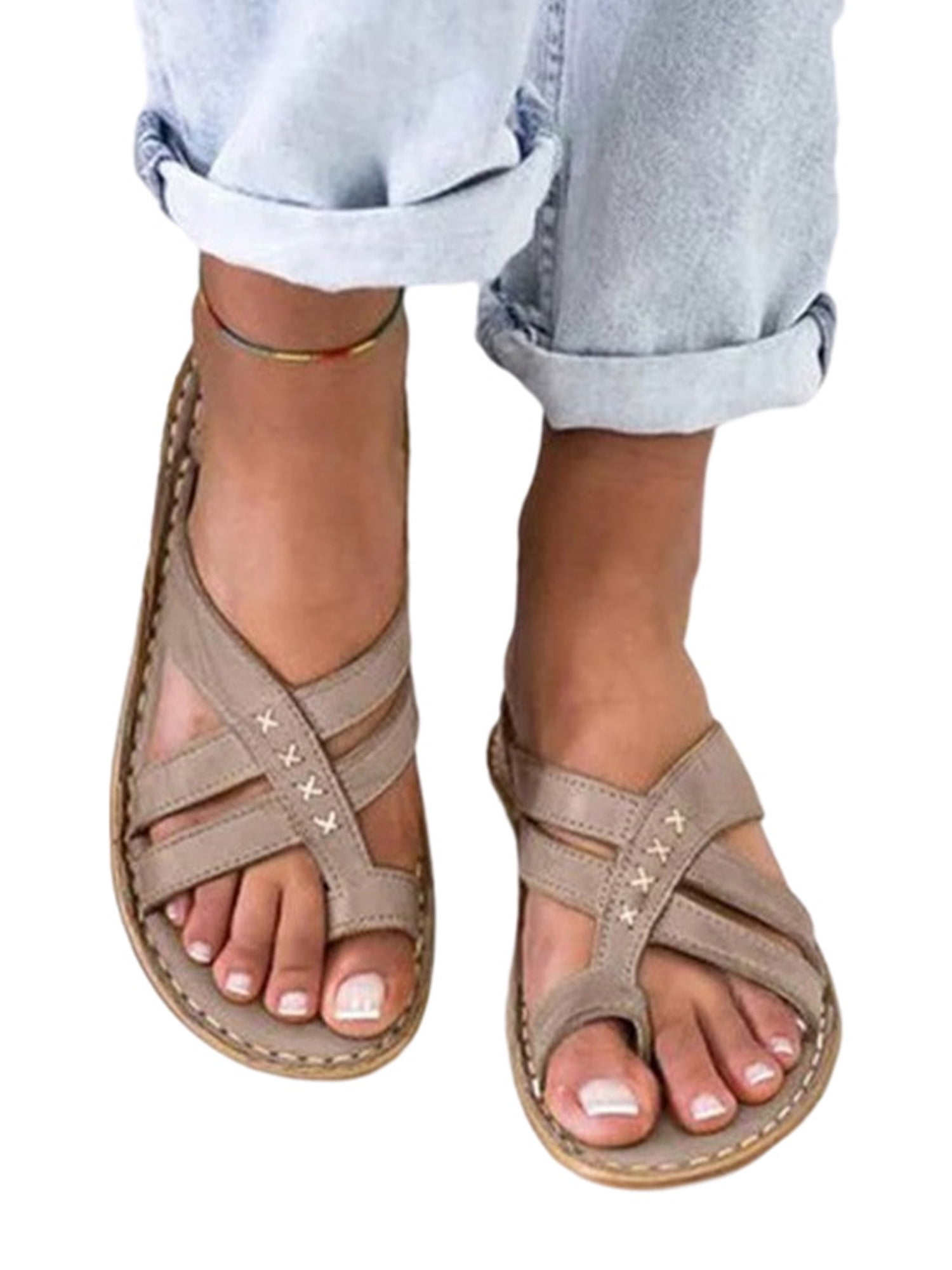 UKAP Thong Slides Sandals Women Comfortable Walking Flat Non Slip ...