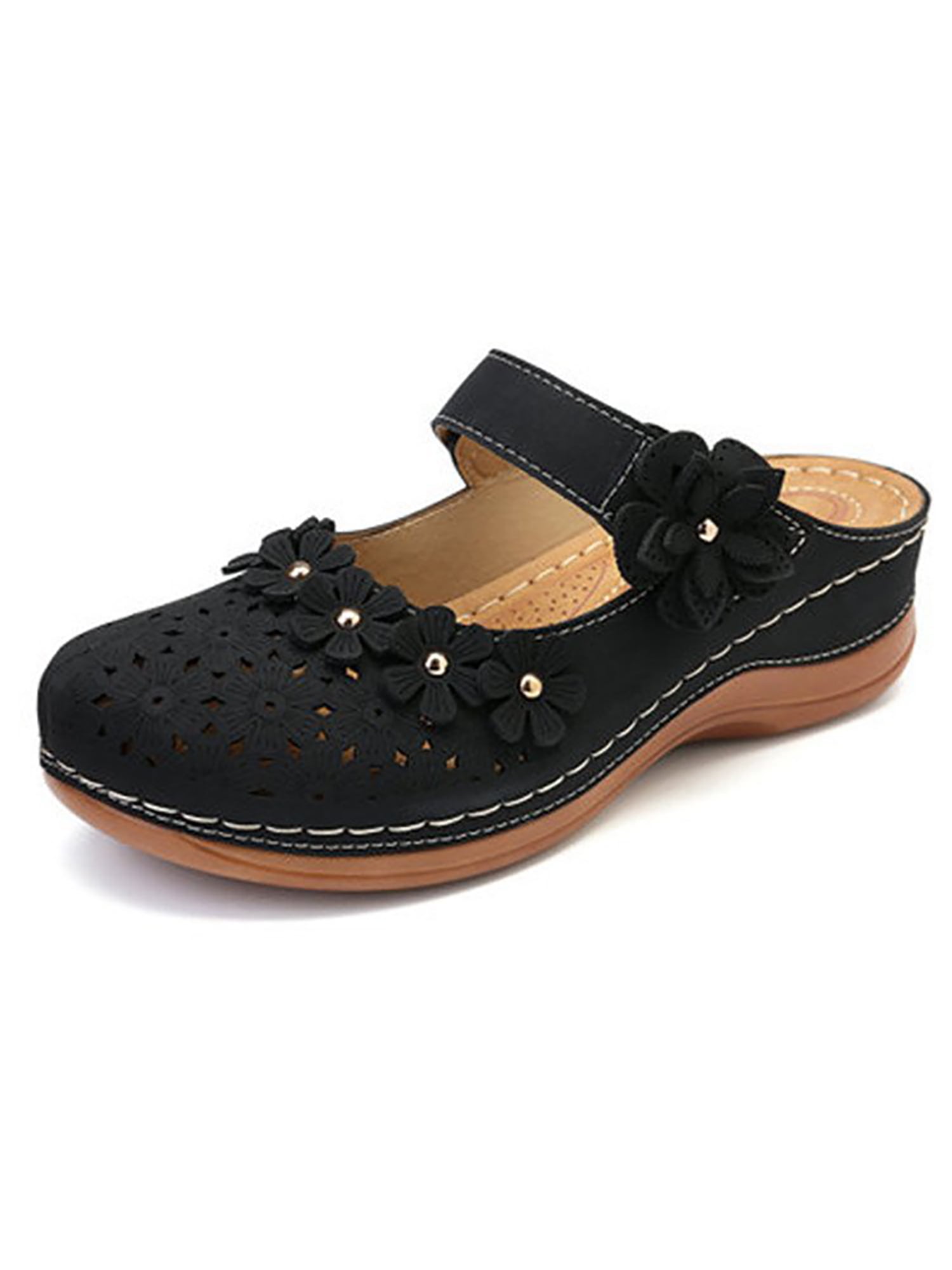 UKAP Wedge Sandals for Women Open Back Mules Shoes Summer Slip On Shoes ...