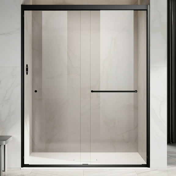 60x62 Inch Standard Size Frameless Aluminum Shower Door, Dual Sliding ...