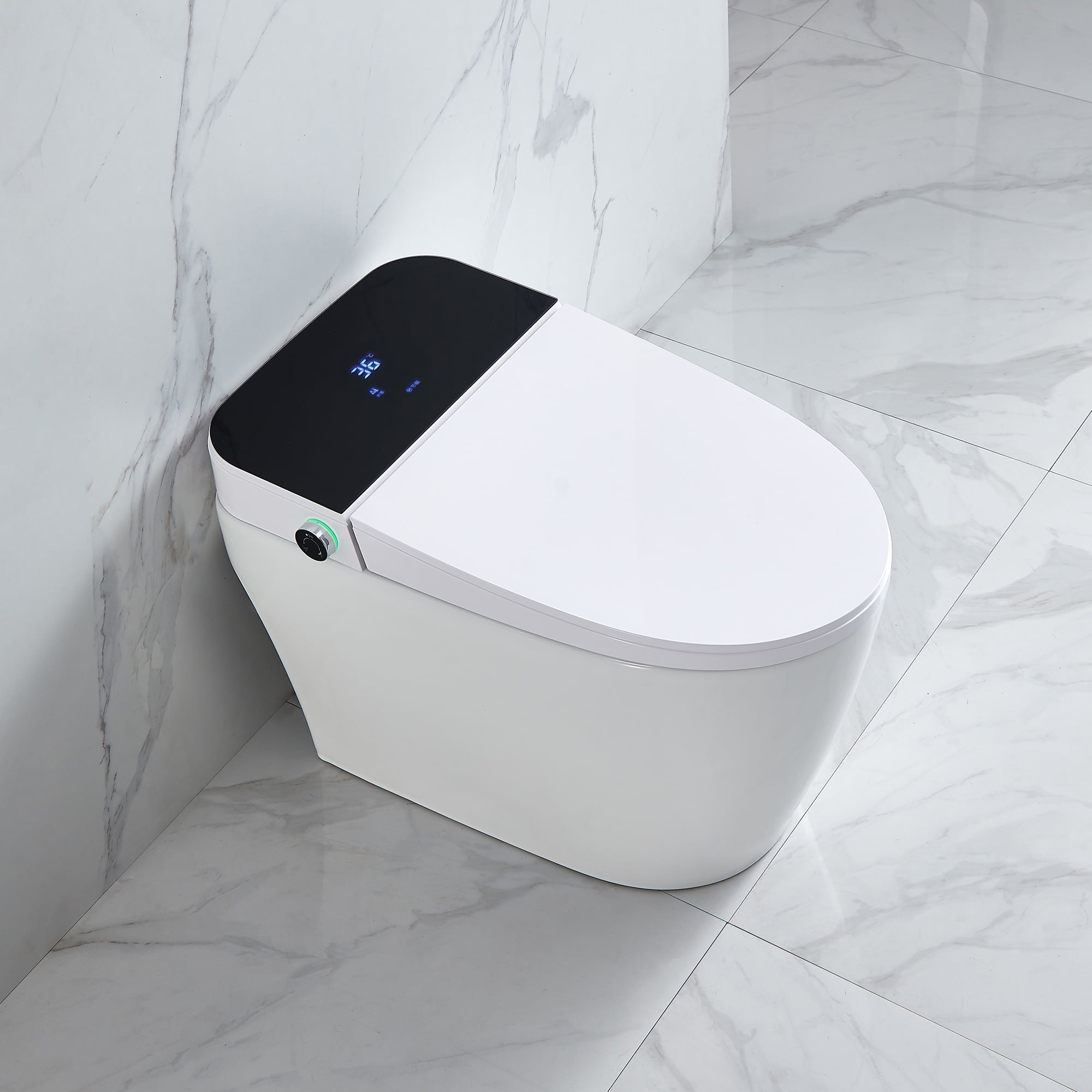 UKEEP Smart Bidet, One-Piece LED Toilet with Auto Flush, Foot Sensor ...