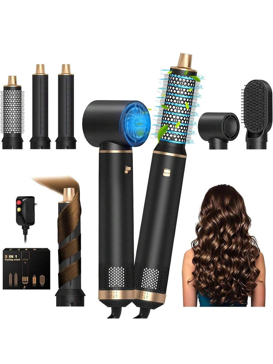 UKLISS 5-In-1 Hot Air Brush Set With Straightening And Curling ...
