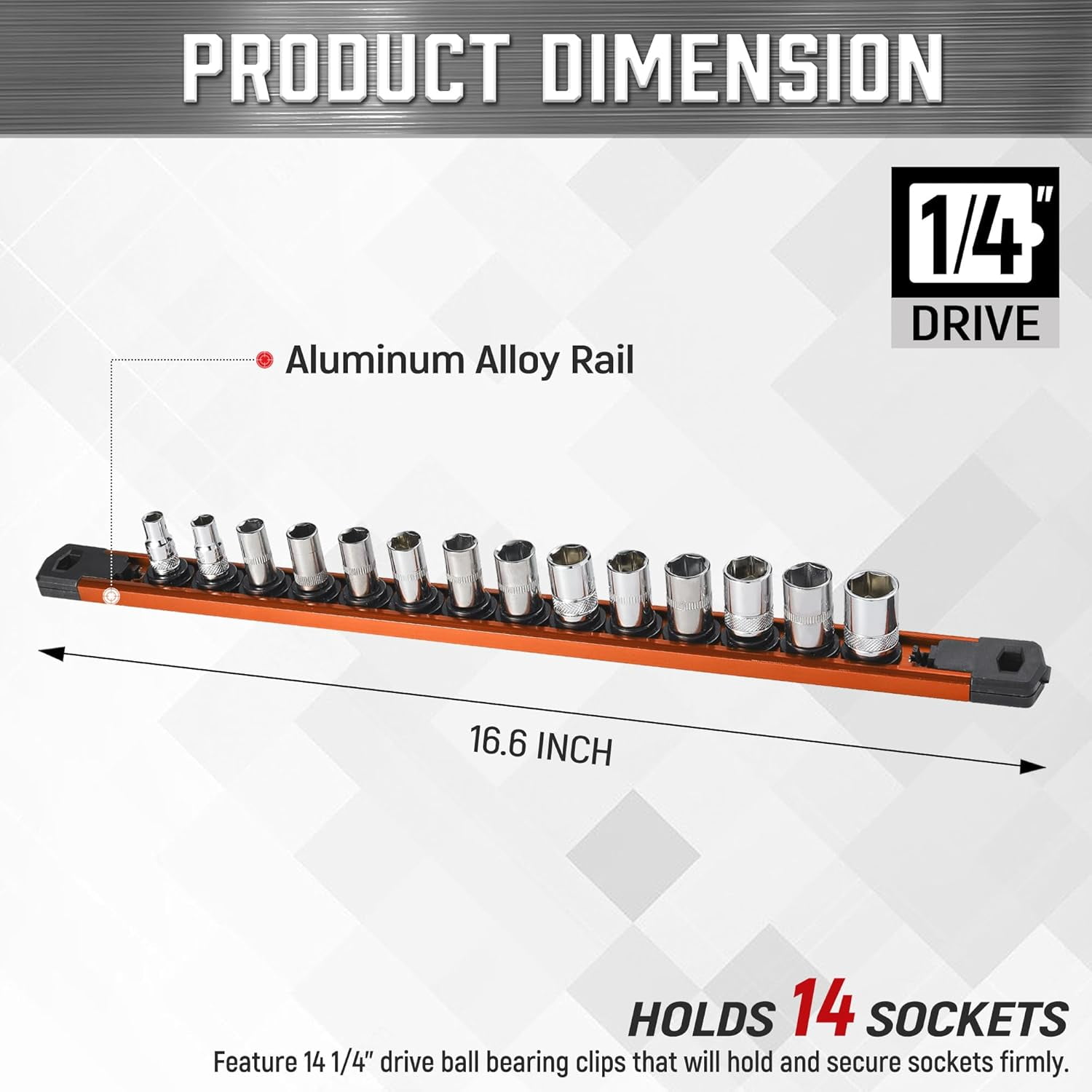 UKLL-1/4-Inch Drive Magnetic Socket Organizer, Heavy Duty Aluminum ...