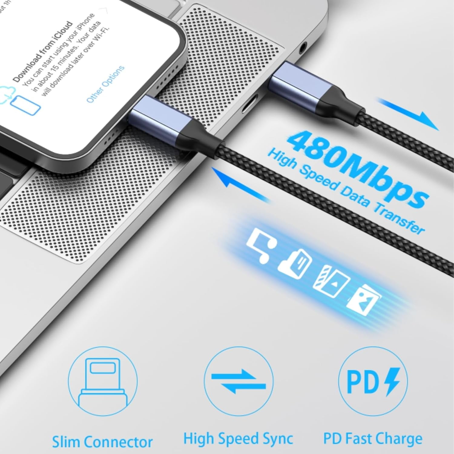 UKLL-1.5 FT USB C to Lightning Cable Short, 2Pack [MFi Certified ...