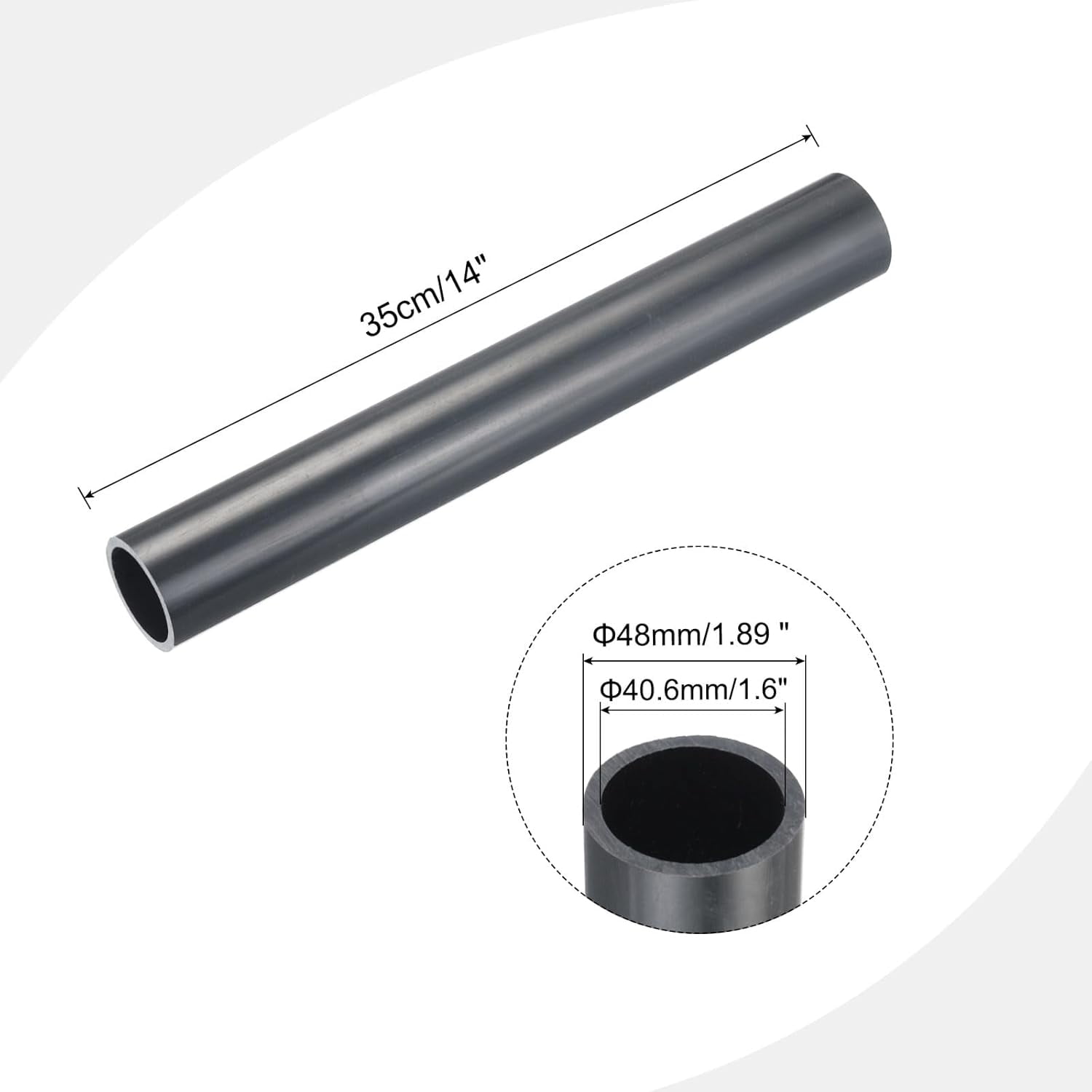 UKLL-1.9 Inch PVC Rigid Tube Round Pipe Hardware Tubing 40.6mm ID 48mm ...