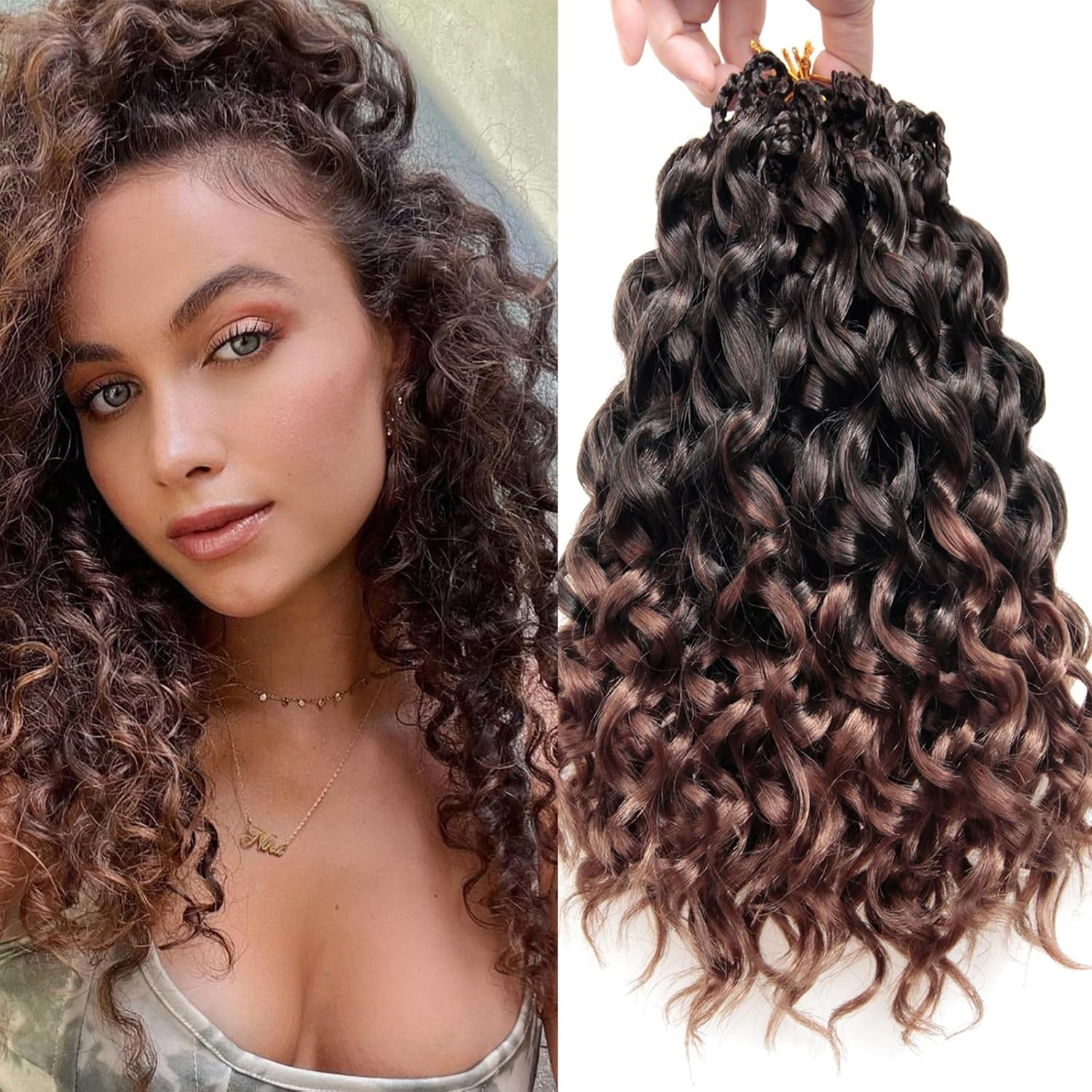 UKLL-10 Inch Pre Looped Crochet Hair for Black Women - Gogo Curl/Beach Curl/Ocean/Water/Deep ...
