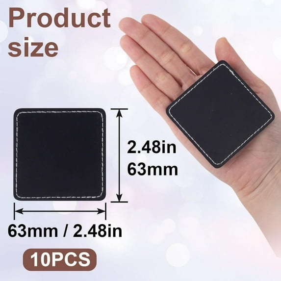 UKLL-10 PCS Square Leather Patches for Hats, Iron on Blank Patches ...