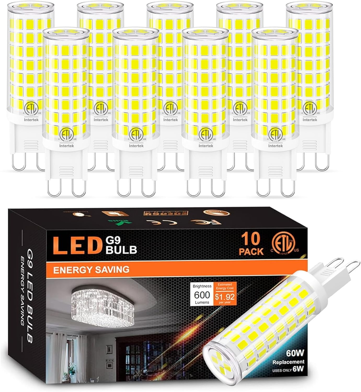 UKLL-10 Pack G9 LED Bulb 5000K Daylight, Hansnag 6W (60W Halogen ...