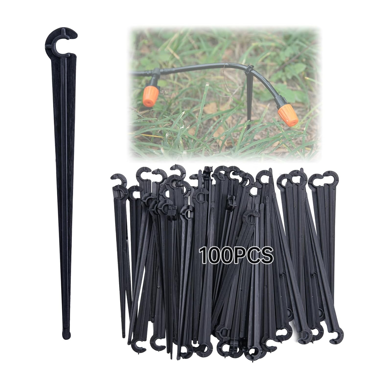 UKLL-100 Pcs Drip Irrigation Stakes Universal Drip Tubing Hold Stakes ...