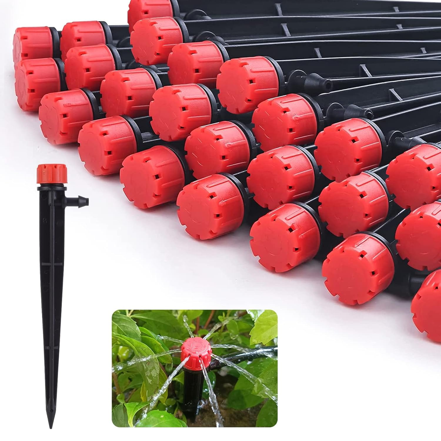 UKLL-100 pcs Drip Emitters for 1/4 inch Drip Irrigation Tubing 360 ...