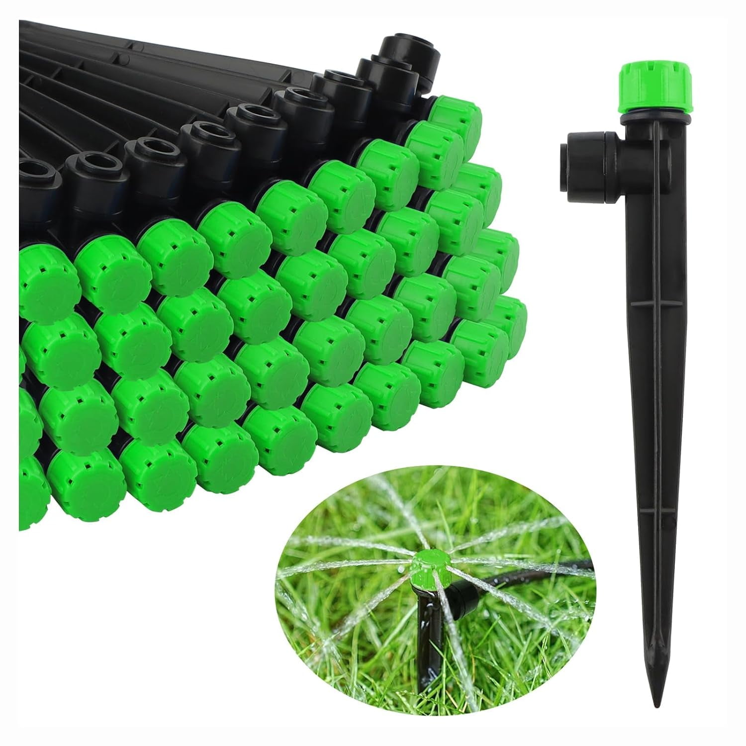 UKLL-100PCS Drip Irrigation Emitters, Adjustable 360 Degree Water Flow ...