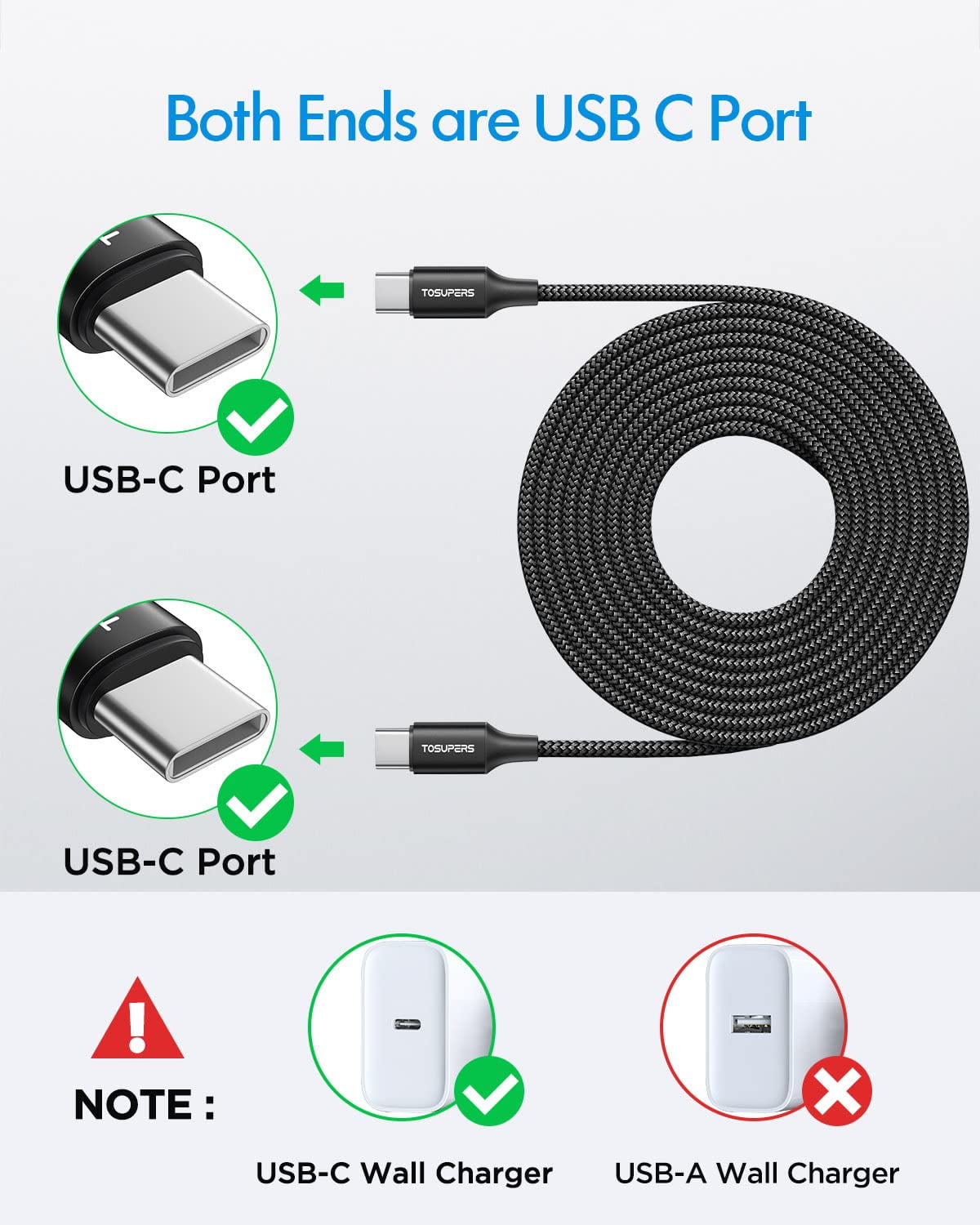 UKLL-10ft 2 Pack Long USB C to USB C Cable Fast Charging 60W, PD Type C Charger Cord for Samsung ...