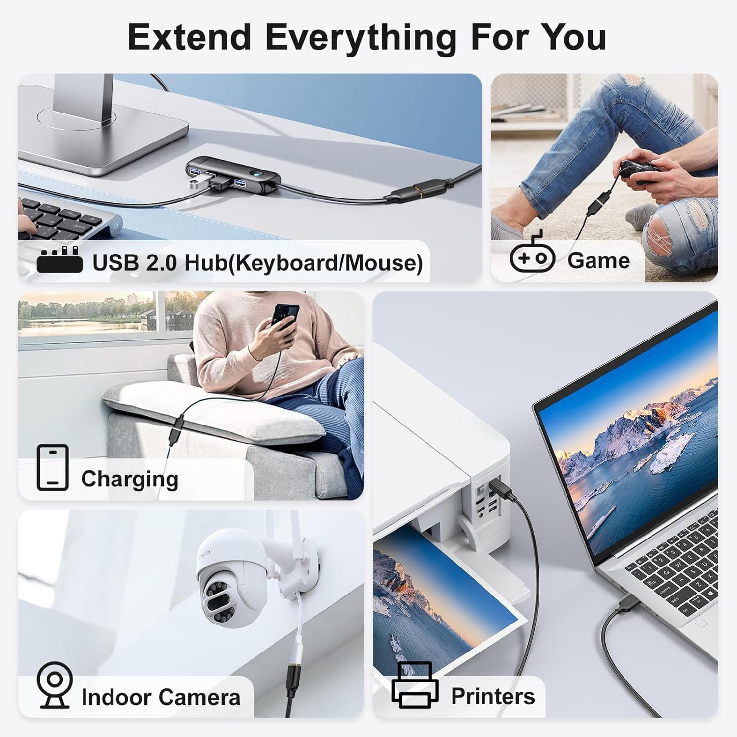 UKLL-10ft Long USB Extension Cable Extender Cord - USB 2.0 Type A Male ...