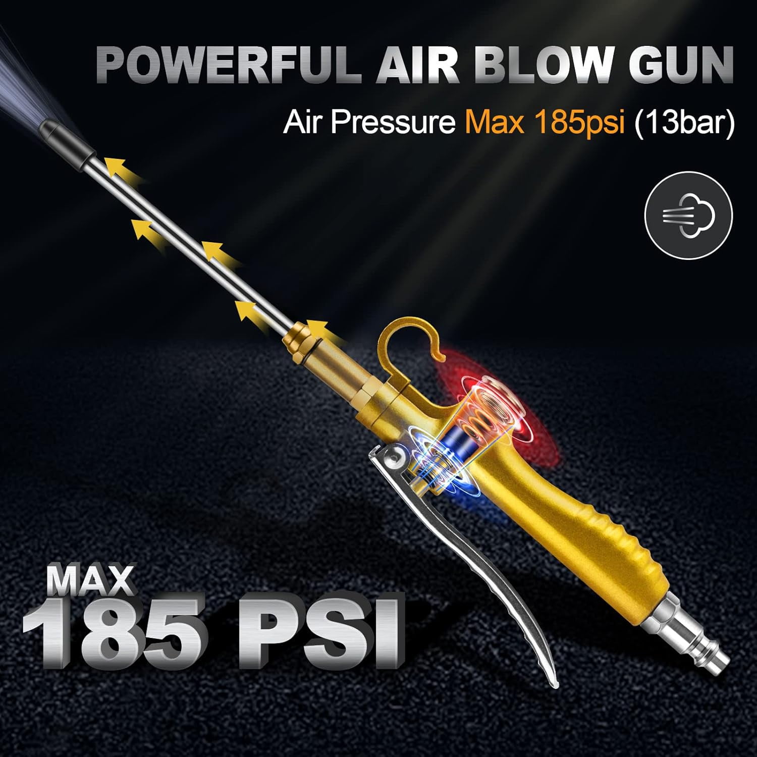 UKLL-11 Pcs Industrial Air Blow Gun Set with 4.8'' Air Flow Extension ...