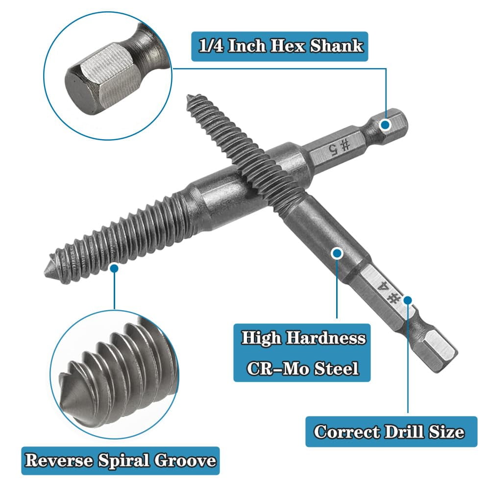UKLL-11 Pieces Stripped Screw Extractor Set, Reverse Drill Bit ...