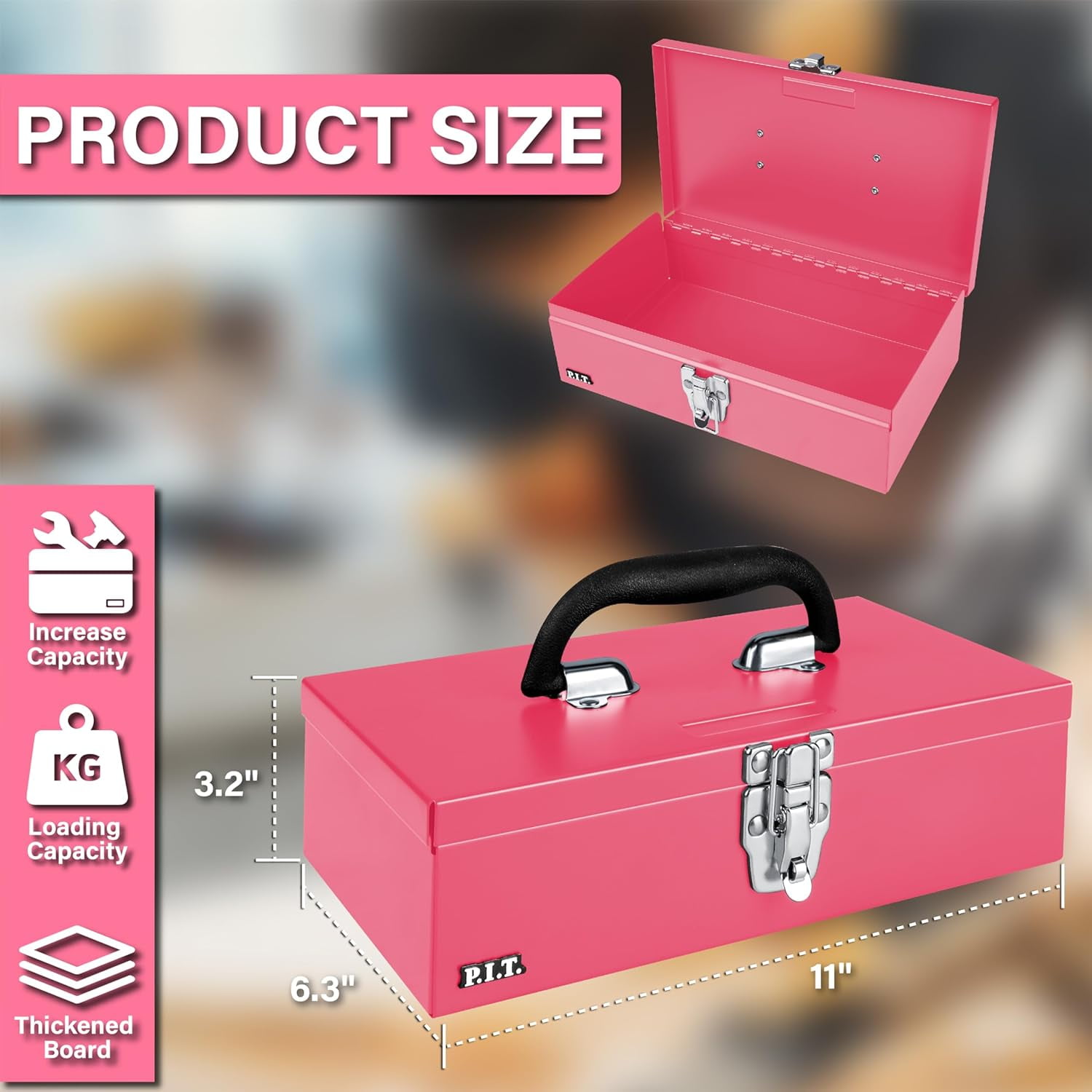 UKLL-11'' Small Tool Box, Portable Metal Tool Box,Pink Mini Tool Chest ...