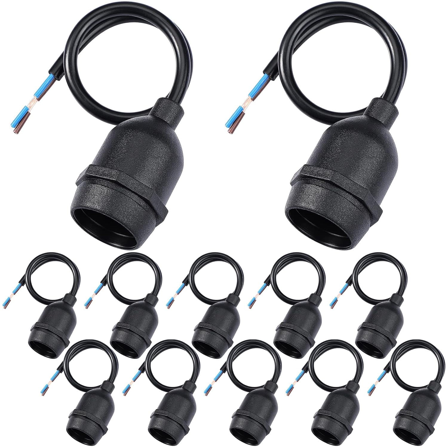 UKLL-12 Pcs Light Socket 1 Foot Wire IP65 Waterproof E26 E27 Lamp ...