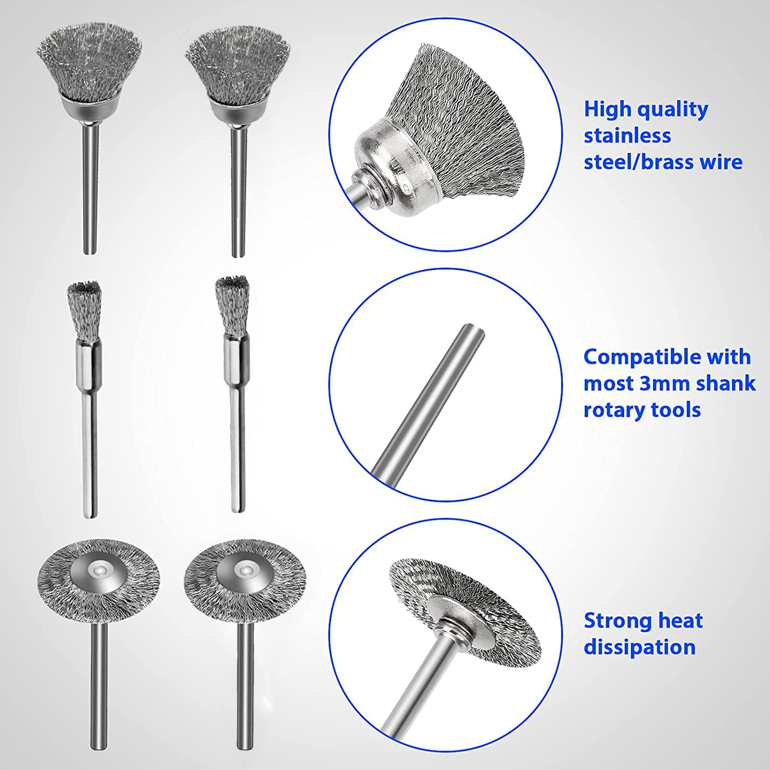 UKLL-120 Pcs Rotary Tool Wire Brush, Steel Wire Wheels Pen Brushes Set ...