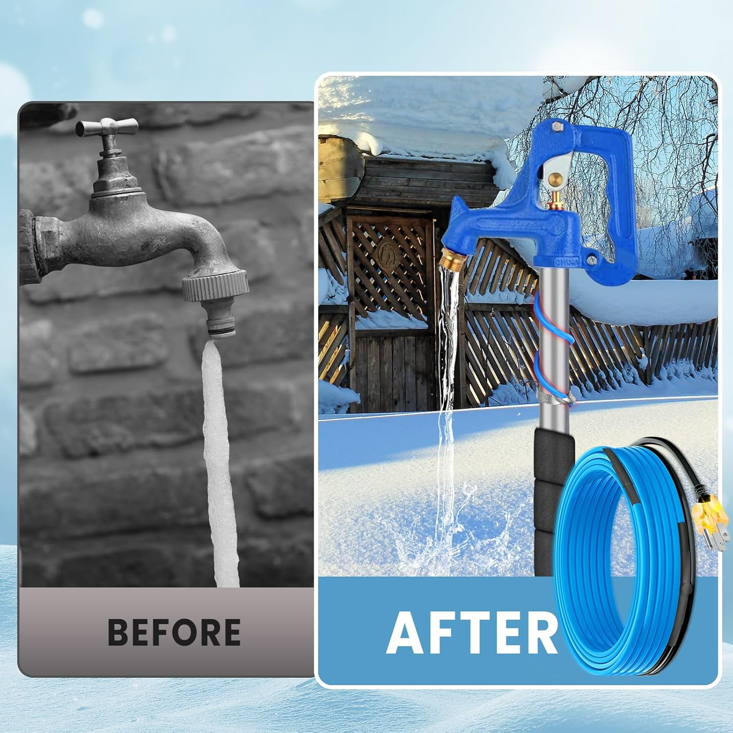 UKLL-120V Heat Tape with Thermostat for Pipe Freeze Protection, 15 Feet ...