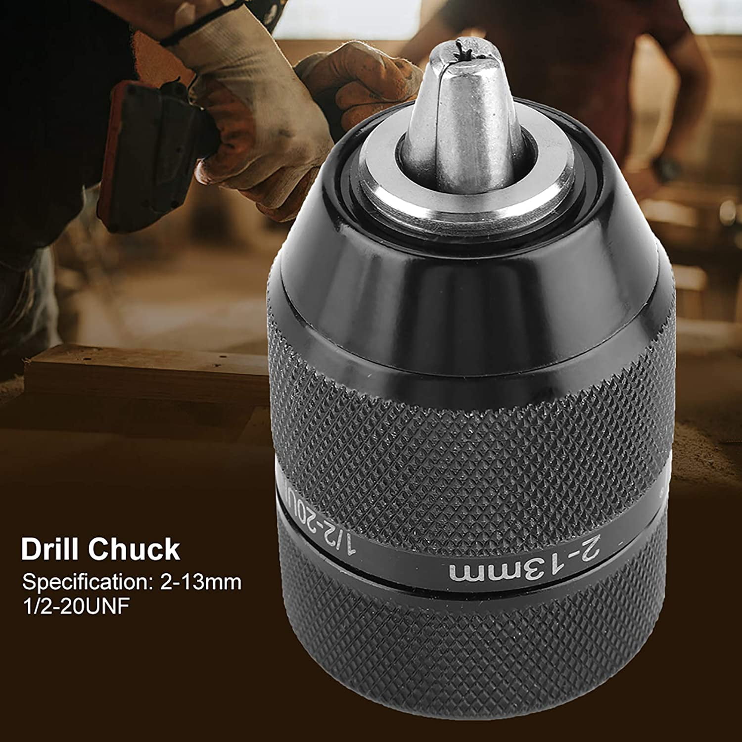 UKLL-13mm All Metal Drill Chuck 1/2 Large Hole Threaded Hand Drill Drill Hand Tight Chuck ...